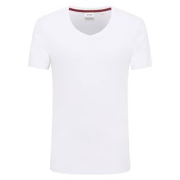 Mustang Herren V-Shirt "Amado-V-neck"hellwei&szlig;, Gr. XL, unifarben, Jersey, Obermaterial: 100% Baumwolle, Shirts, Slim fit