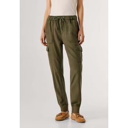 Pepe Jeans Damen Funktionshose "trousers MID WAIST SLIM JOGGER NEW CRUSADE"schwarz khaki gr&uuml;n, Gr. 25, 60% Lyocell, 40% Baumwolle, Hosen