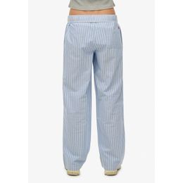 Superdry Damen Cargohose "COTTON STRIPE ELASTIC TROUSER", blau, Gr. M, gestreift, Jersey, Obermaterial: 100% Baumwolle, Hosen, aus Baumwolle und