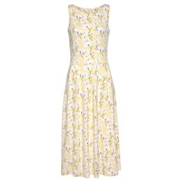 Damen Midikleid "mit ausgestelltem Rockteil mit Blumendruck, Jerseykleid", gelb, Gr. 44, BEACHTIME BY LASCANA, bedruckt, gebl&uuml;mt, Jersey,