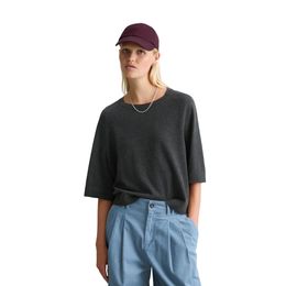 Marc O'Polo Damen Strickpullover "aus Soft Cotton Stretch", grau, Gr. XXL, MARC O'POLO DENIM, unifarben, Obermaterial: 58% Baumwolle, 25% Polyamid, 17%