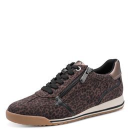 Marco Tozzi Damen Keilsneaker, Gr. 39, grau, Lederimitat, Textil, Schuhe, Freizeitschuh, Schn&uuml;rschuh mit angesagtem Animal-Prints