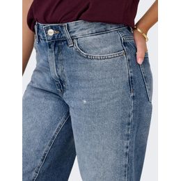Only Damen Weite Jeans "ONLELLA MW WIDE FOLD UP DNM TAI519 NOOS", blau, Gr. L, unifarben, Denim/Jeans, Obermaterial: 100% Baumwolle, Jeans,