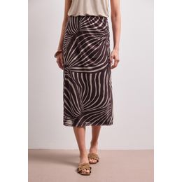 Street One Damen Midirock "Style Pepica"rustic rouge, Gr. 36, bedruckt, Web, Obermaterial: 95% Polyester, 5% Elasthan. Futter: 100% Viskose, R&ouml;cke,