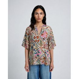 Smith & Soul SMITH & SOUL Damen Kurzarmbluse, bunt, Gr. XL, bedruckt, Web, Material: 100% Viskose, Blusen, mit All Over Print