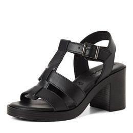 Tamaris Damen Sandalette, Gr. 39, schwarz, Glattleder, unifarben, Schuhe, Blockabsatz, Partyschuh mit Touch-It-Ausstattung