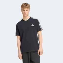 Herren T-Shirt "ESSENTIALS 3-STREIFEN, SINGLE JERSEY, BRANDING LINKE SCHULTER", schwarz-wei&szlig;, Gr. L, adidas Sportswear, Obermaterial: 100% Baumwolle,