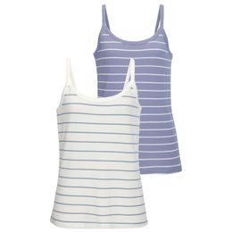 Vivance Damen Tr&auml;gertop "mit modischer Streifenstruktur", blau, Gr. 32, gestreift, Jersey, Obermaterial: 42% Baumwolle, 42% Viskose, 12% Polyester,