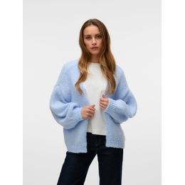 V&eacute;ro Moda VERO MODA Damen Strickjacke "VMMAYBE LS OPEN CARDIGAN GA REP", blau, Gr. L, unifarben, Strick, Obermaterial: 100% Polyester, Strickjacken,