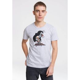 logoshirt Herren T-Shirt "Kleine Maulwurf", grau, Gr. M, bedruckt, meliert, 95% Baumwolle, 5% Viskose, Shirts, mit lizenzierten Originaldesign