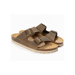 Sunbay Leder-Pantoletten "Trefle" in Khaki - 60% | Gr&ouml;&szlig;e 38 | Damen-pantoletten