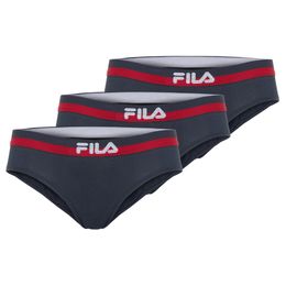 Fila Damen Slip, Gr. S, blau, Obermaterial: 95% Baumwolle, 5% Elasthan, bedruckt, unifarben mit Farbeinsatz, Unterhosen