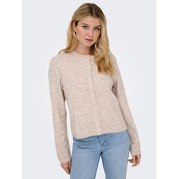 Only Damen Strickjacke "ONLSIMONI L/S O-NECK CARDIGAN KNT NOOS", beige, Gr. XL, meliert, Strick, Obermaterial: 74% Polyacryl, 24% Polyester, 2%