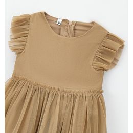 IDO M&auml;dchen Sommerkleid "BABY GIRL LAY DRESS", beige, Gr. 104, 100% Polyester, Kleider