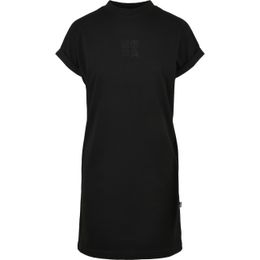 Urban Classics Damen A-Linien-Kleid "Urban Classics Damen Ladies Cut On Sleeve Printed Tee Dress", schwarz, Gr. S, unifarben, 100% Baumwolle, Kleider