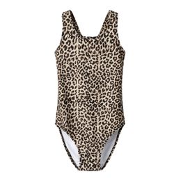 name it Badeanzug 'NMFZanimal' M&auml;dchen Gr&ouml;&szlig;e 110/116 creme / brokat / dunkelbraun
