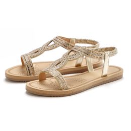 Vivance Damen Sandale "Sandalette, Sommerschuh, offener Schuh", Gr. 38, gold, Obermaterial: 100% Lederimitat. Decksohle: 100% Lederimitat. Futter: