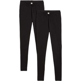bonprix Damen Leggings, schwarz, Gr. 44, unifarben, Web, Obermaterial: 95% Baumwolle, 5% Elasthan, Hosen, aus Baumwolle und Elasthan, schmale