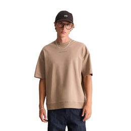Marc O'Polo Herren T-Shirt "aus schwerem Interlock Jersey", beige, Basic, Gr. S, MARC O'POLO DENIM, unifarben, Obermaterial: 96% Baumwolle, 4% Elasthan, Shirts