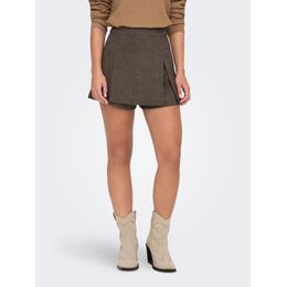 Only Damen Hosenrock "ONLELLY-DELL HW PLEAT SKORT TLR NOOS", braun, Gr. 42, meliert, Web, Obermaterial: 63% Polyester, 33% Viskose, 4% Elasthan,