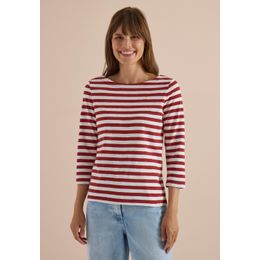 Cecil Damen 3/4-Arm-Shirtrusset rot, Gr. XXXL, gestreift, Web, 100% Baumwolle, Shirts, aus reiner Baumwolle