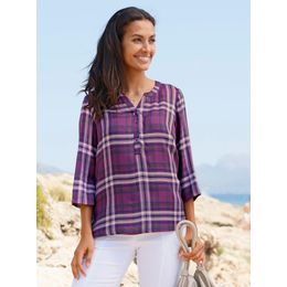 Casual Looks Damen Karobluse, lila, Gr. 36, gemustert, kariert, mehrfarbig, 100% Viskose, Blusen