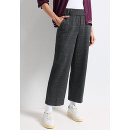 Street One Damen Stoffhosearmor grau meliert, Gr. 38, kariert, Web, 35% Baumwolle, 30% Polyester, 20% Viskose, 13% Polyamid, 2% Elasthan, Hosen, High