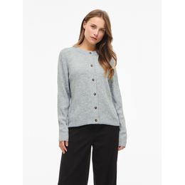 Vila Damen Strickjacke "VIVIOLI O-NECK RIB KNIT CARDIGAN-NOOS", grau, Gr. S, unifarben, Strick, Obermaterial: 67% Polyacryl, 30% Polyester, 3%