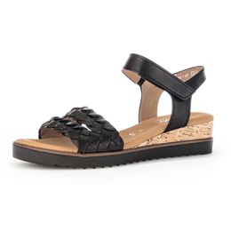 Gabor Damen Sandalette "GENUA", Gr. 42, schwarz, Glattleder, Schuhe, Sommerschuh, Sandale, Keilabsatz, mit Klettverschluss, Weite G