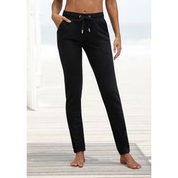 Vivance Damen Jogginghose, Gr. 36, schwarz, angeraute Sweatware, Obermaterial: 50% Polyester, 30% Viskose, 20% Baumwolle, unifarben, Basic, Hosen,