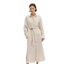 Marc O'Polo MARC O'POLO Damen Hemdblusenkleid "mit garngef&auml;rbtem Streifenmuster", beige, Gr. 42, gestreift, Obermaterial: 100% Leinen, Kleider