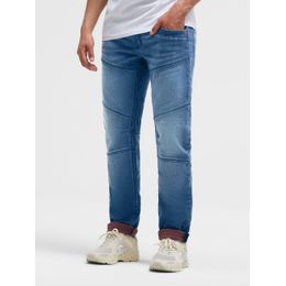 CAMP DAVID Herren Regular-fit-Jeans, blau, Gr. 30, unifarben, Sweatware, Material: 61% Baumwolle, 38% Polyester, 1% Elasthan, Zusatz: Enth&auml;lt