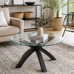 Pharao24.de Couchtisch Sofatisch mit Spider Gestell und Glasplatte
