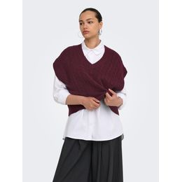 Only Damen Kurzarmpullover "ONLMELODY VEST KNT", rot, Gr. L, meliert, Strick, Obermaterial: 62% Polyacryl, 24% Nylon, 10% Polyester, 4% Elasthan,