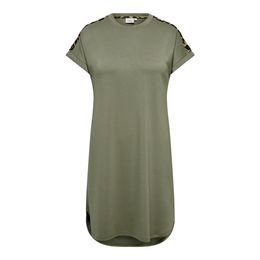 Only CARMAKOMA Damen Midikleid "CARLISE S/S O-NECK DRESS JRS", gr&uuml;n, Gr. S, bedruckt, unifarben, Jersey, Obermaterial: 50% Polyester, 45% Viskose, 5%