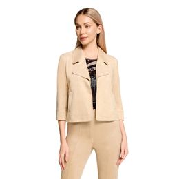 Betty Barclay Damen Jackenblazer "Damen mit Rei&szlig;verschluss", beige, Gr. 38, Samt, Obermaterial: 92% Polyester, 8% Elasthan, Blazer
