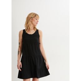 bonprix Damen Jerseykleid "Baumwoll Jerseykleid, kurz", schwarz, Gr. 32, unifarben, Jersey, Obermaterial: 100% Baumwolle, Kleider, f&uuml;r entspannte