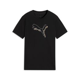 Puma M&auml;dchen T-Shirt "TAD ESS LOGO GRAPHIC TEE G", schwarz, Gr. 164, gemustert, Jersey, Obermaterial: 92% Polyester, 8% Elasthan, Shirts, f&uuml;r