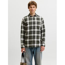 Jack & Jones JACK & JONES Herren Langarmhemd "JJJAMES FLANNEL SHIRT L/S", grau, Gr. XL, kariert, Web, Obermaterial: 100% Baumwolle, Hemden, Baumwolle, regular fit