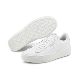 Puma Damen Sneaker "VIKKY STACKED L", Gr. 37, wei&szlig;, unifarben, Schuhe, Obermaterial aus Leder, SOFTFOAM+ D&auml;mpfungstechnologie