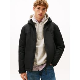 Tommy Hilfiger Herren Funktionsjacke "TECH HOODED SHORT PADDED JACKET", schwarz, Gr. L, unifarben, Web, Obermaterial: 100% Polyester, Jacken,