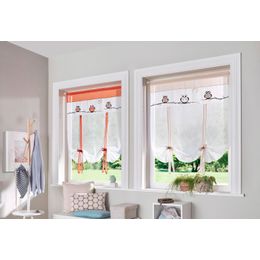 Bindegardine OTTO HOME, B:40cm H:60cm, beige, Voile, Polyester, Gardinen, "Java", Fertiggardine, transparent, mit bestickten Eulen