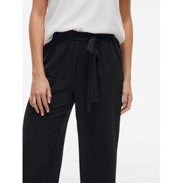 Vila Damen Schlupfhose "VIJOSA BELTED CULOTTE PANTS - NOOS", schwarz, Gr. 36, unifarben, Web, Obermaterial: 100% Polyester, Hosen, Sommerhose