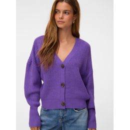 V&eacute;ro Moda VERO MODA Damen Strickjacke "VMLEA LS V-NECK CUFF CARDIGAN NOOS", lila, Gr. S, unifarben, Strick, Obermaterial: 100% Polyacryl, Strickjacken,
