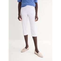 bonprix Damen Caprihose, wei&szlig;, Gr. 50, Web, Obermaterial: 73% Viskose, 23% Polyamid, 4% Elasthan, Hosen, aus &uuml;berwiegend Viskose, mit