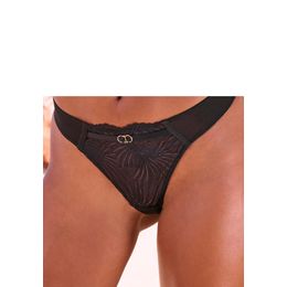 Lascana Damen String "Alexia", Gr. 40, blau, Spitze, Obermaterial: 88% Polyamid, 12% Elasthan, Unterhosen, mit sexy Cut-Out & Ringaccessoires, sexy