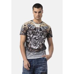 Cipo & Baxx CIPO & BAXX Herren T-Shirt "CT820", braun, Gr. S, bedruckt, 50% Baumwolle, 50% Polyester, Shirts