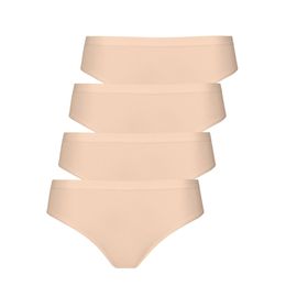 LISCA Damen Slip "4er Pack Damen Slip Kaia", Gr. L, beige, Obermaterial: 90% Baumwolle CO. 10% Elasthan EL., Unterhosen