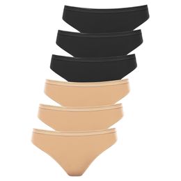 LISCA Damen Slip "6er Pack Damen Slip Happyday", Gr. S, bunt, Obermaterial: 95% Baumwolle CO. 5% Elasthan EL., Unterhosen