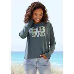 ELBSAND Damen Langarmshirt "Ilda", blau, Gr. XL, unifarben, Jersey, Obermaterial: 50% Baumwolle, 50% Polyester, Shirts, mir Frontprint